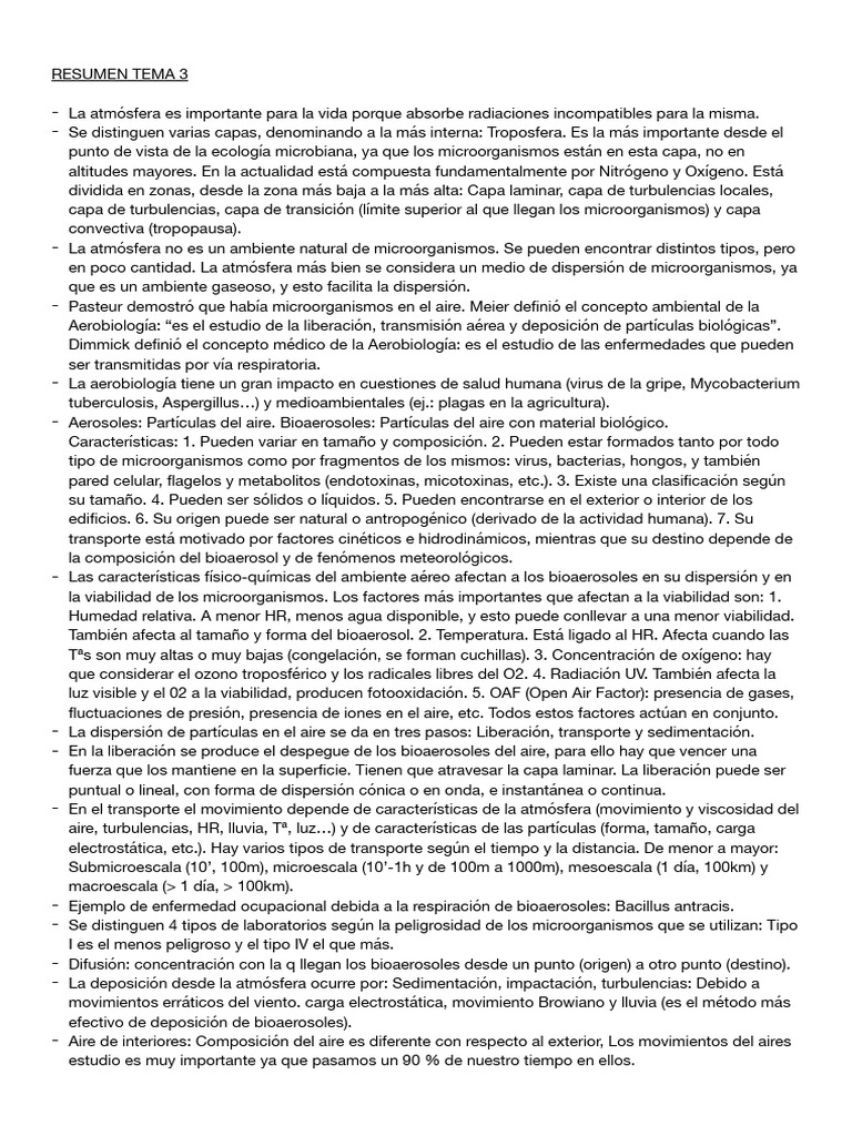 Resumen Tema 3 Micro Ambiental | PDF | Microorganismo | Entorno natural