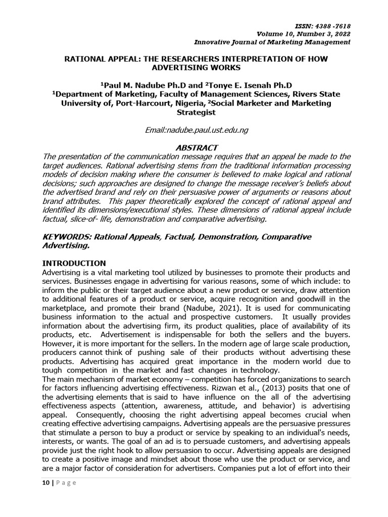 Understanding Rational Advertising Appeals | PDF | Target Audience ...