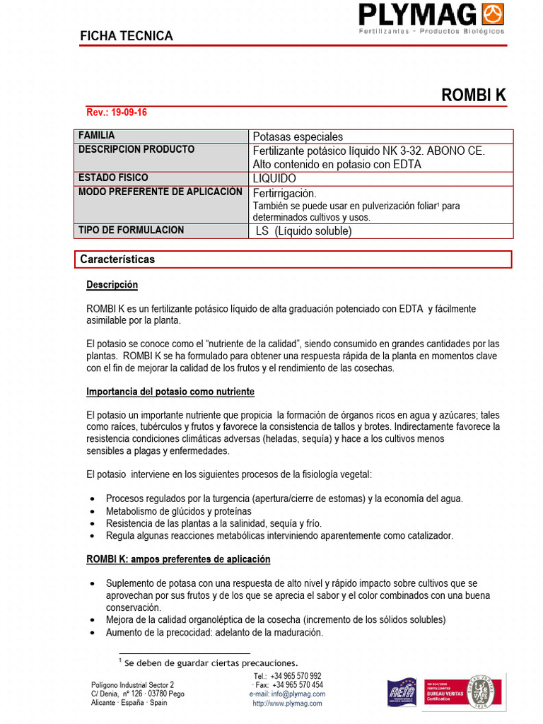 HT - Rombi K - 13 | PDF | Fertilizante | Nutrientes