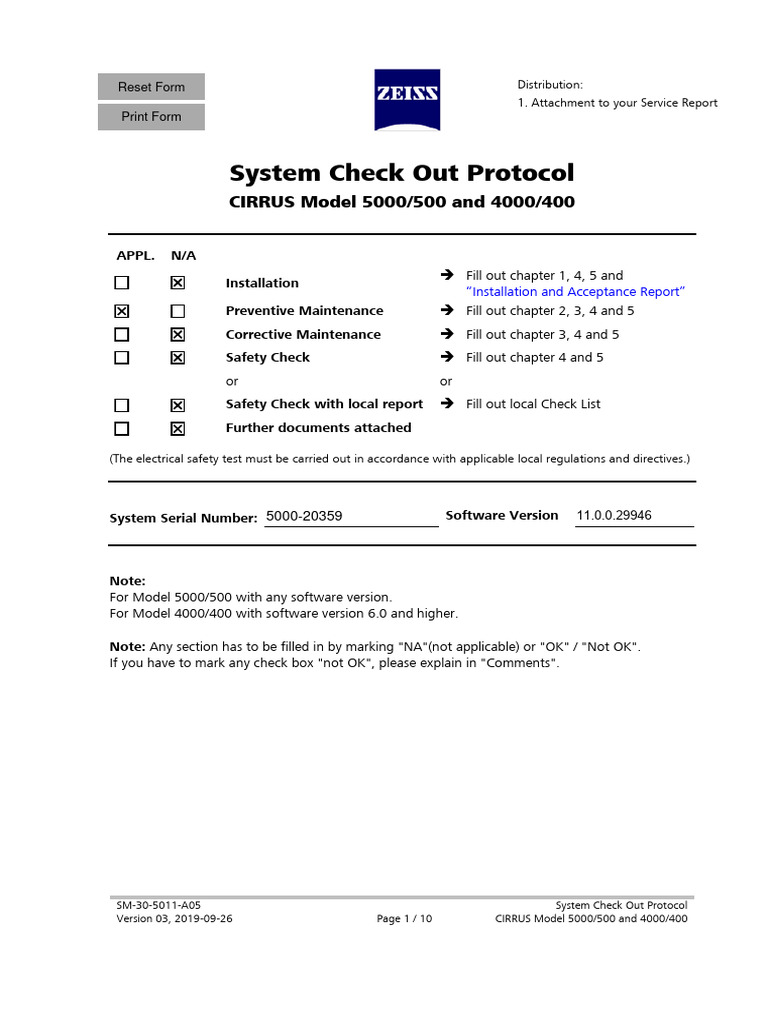 Check List Cirrus 5000 Universitar | PDF | Verification And Validation | Manufactured Goods