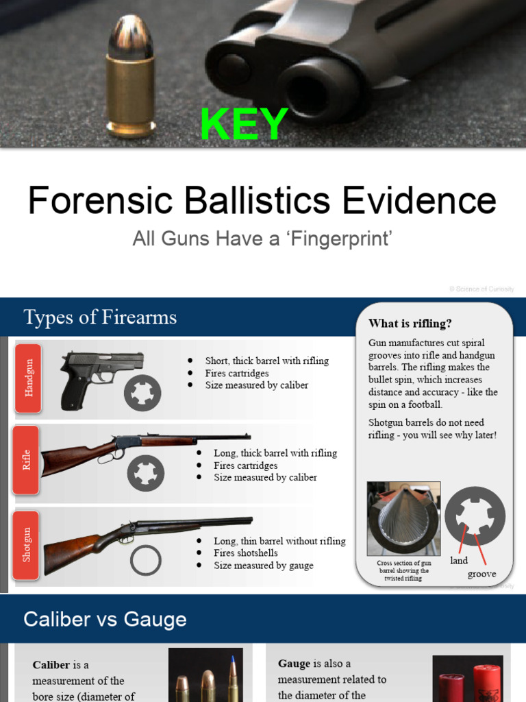 KEY Forensic Ballistics Evidence | PDF | Caliber | Cartridge (Firearms)