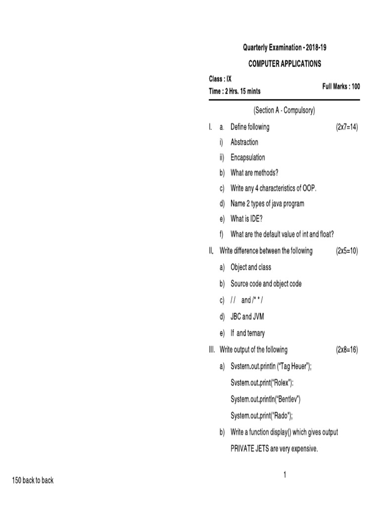 Icse Class 9 Qty Computer Applications 2019 | PDF