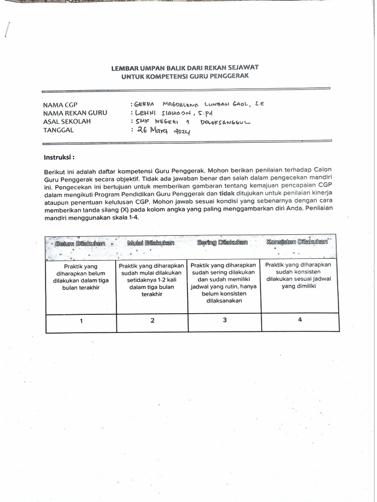 Umpan Balik Rekan Sejawat | PDF