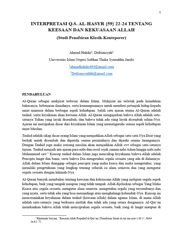 Ayat Dan Hadis Tentang Allah SWT | PDF