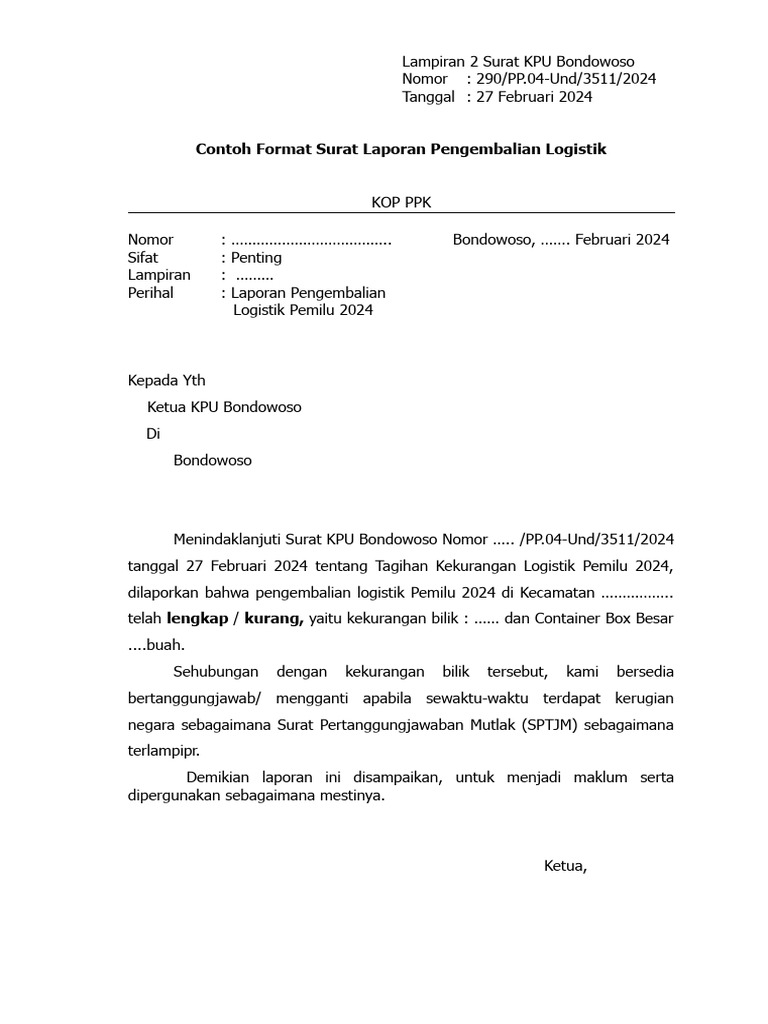 33c_contoh format surat sptjm dan surat laporan | PDF