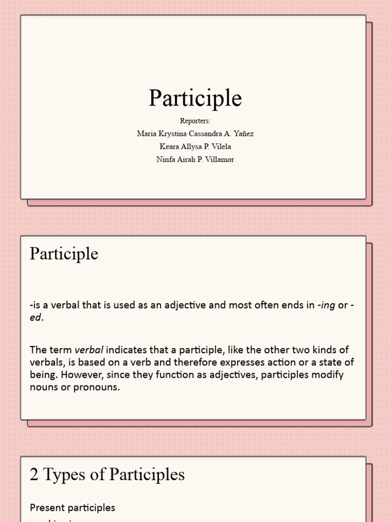 Participle | PDF | Verb | Adjective