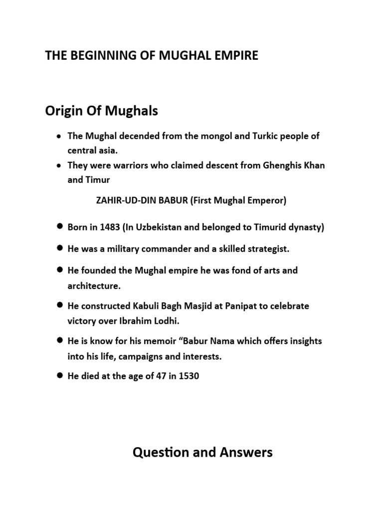 The Beginning of Mughal Empire | PDF | Mughal Empire