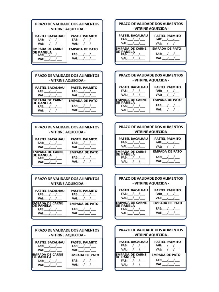 Validade de Alimentos em Vitrine Aquecida | PDF
