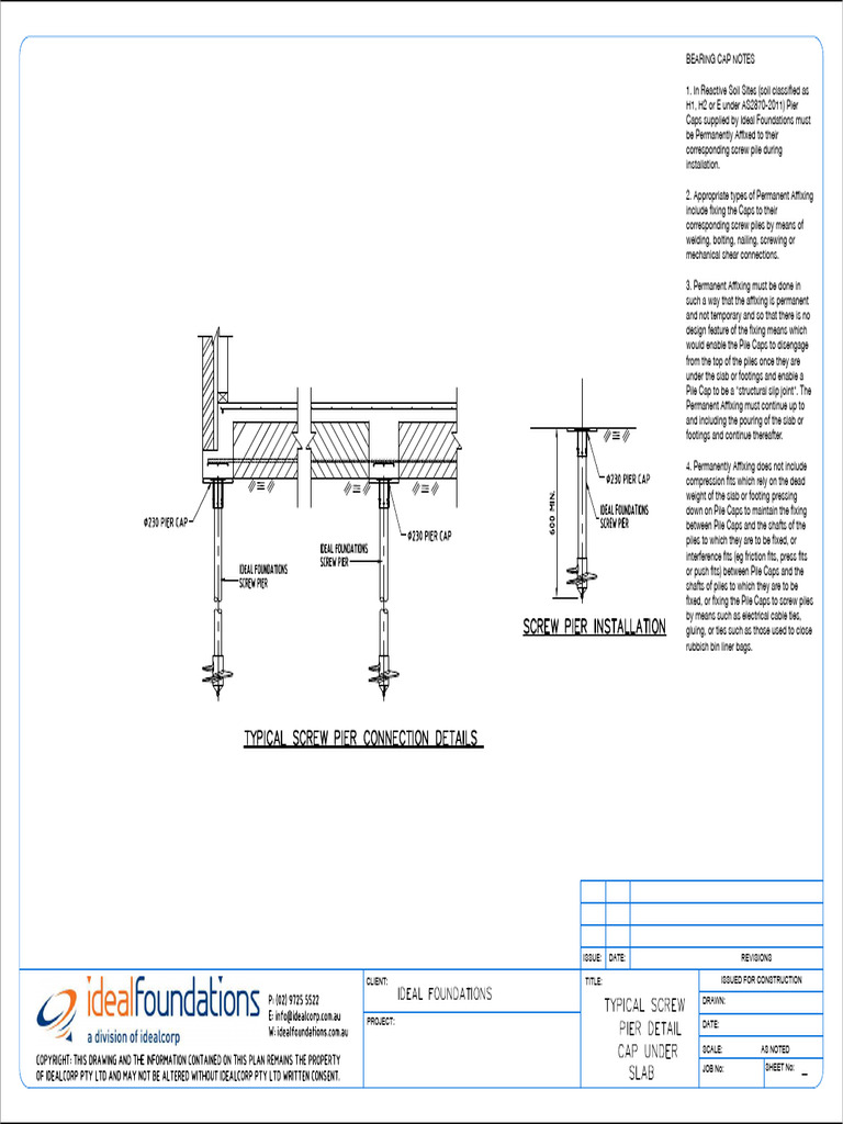Typ Screw Pier Detail Slab on Ground With Bearing Cap | PDF | Deep ...