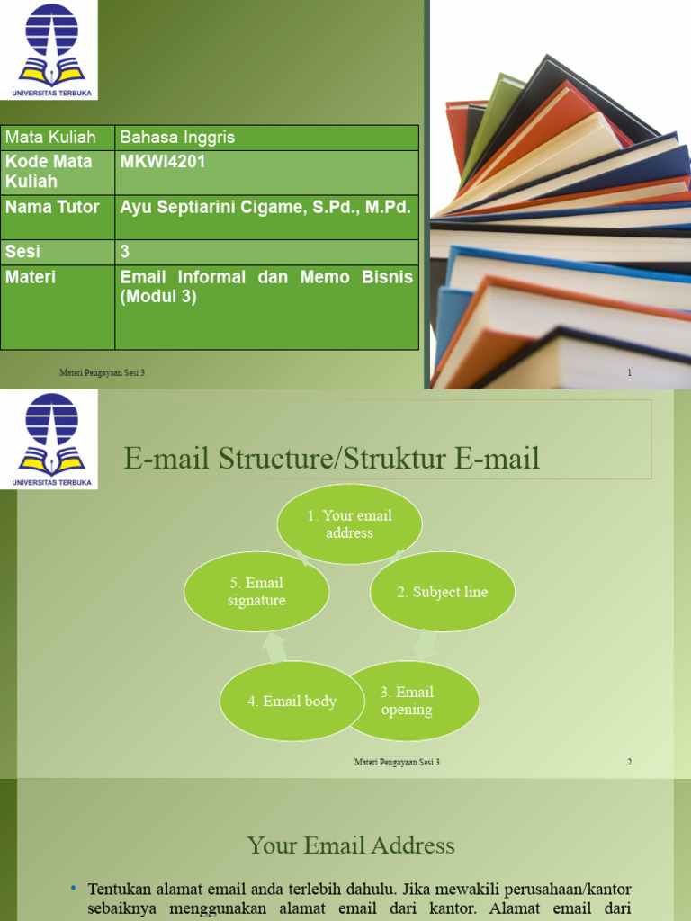 Materi Pengayaan Sesi 3 Matkul B.ing Email Formal | PDF | Email | Internet