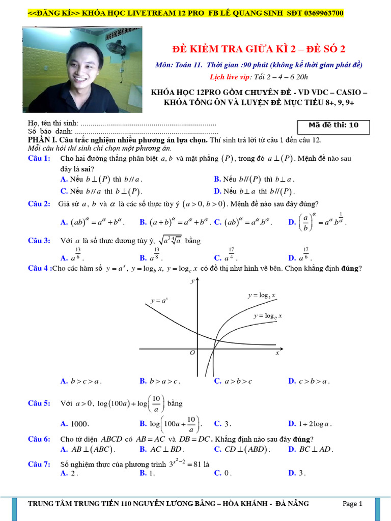 đề thi gk2 Toán 11 mới - đề số 2 | PDF