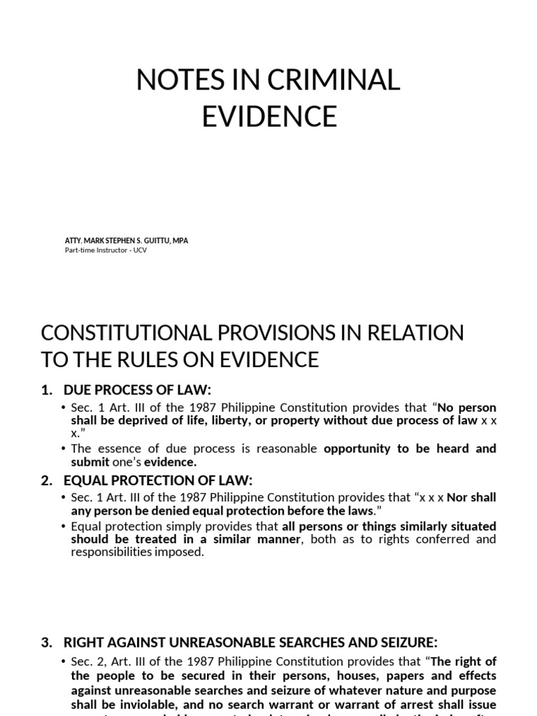 NOTES-IN-CRIMINAL-EVIDENCE-part-1-and-2 | PDF | Plea | Evidence (Law)
