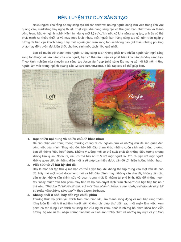 Ren Luyen Tu Duy Sang Tao Va Doi Moi | PDF