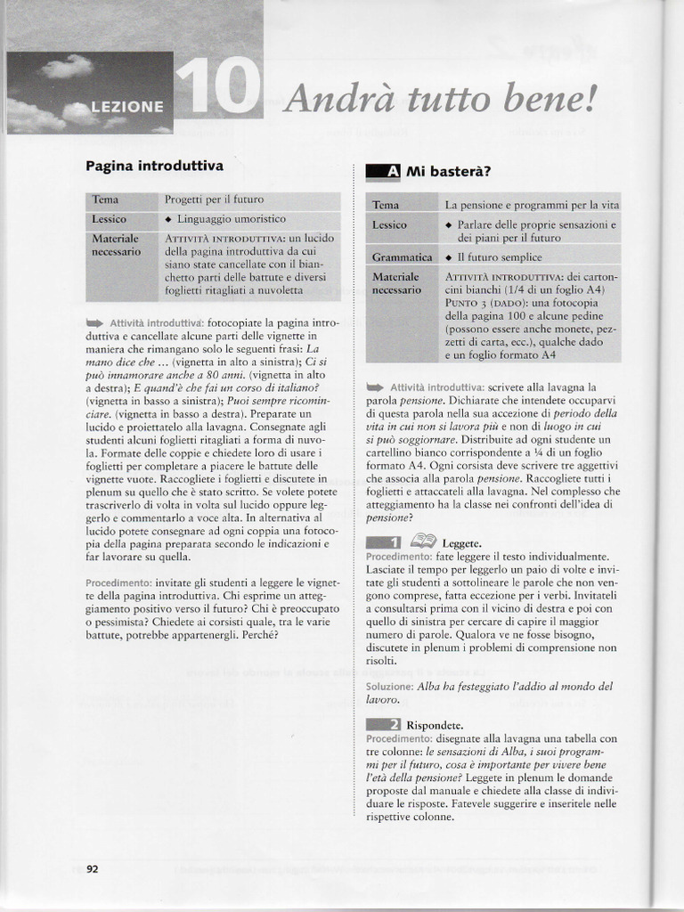 Lezione 10 Guida A2 | PDF