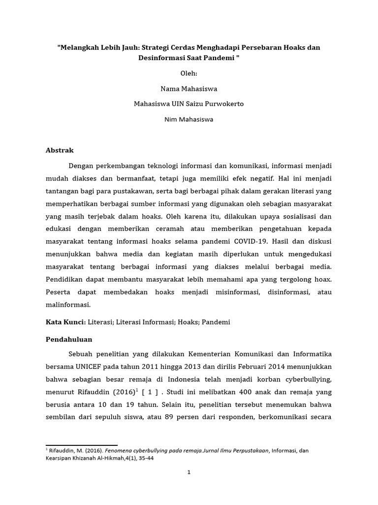 1.strategi Dalam Menghadapi Hoaks Saat Pandemi) | PDF
