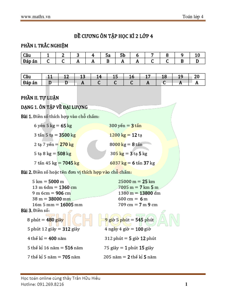 ĐỀ CƯƠNG CUỐI KÌ 2 LỚP 4-Dapan | PDF