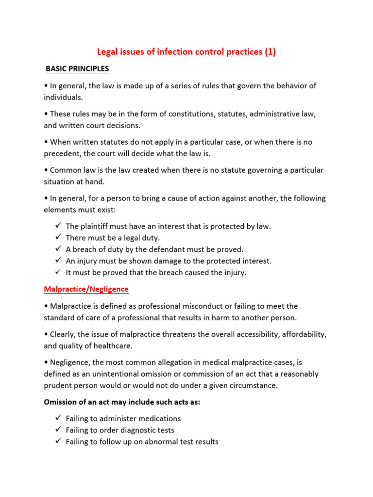 Legal Issues IPC.1 | PDF | Negligence | Standard Of Care
