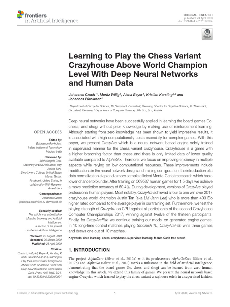 Learning To Play The Chess Variant Crazyhouse Abov | PDF | Deep Learning | Artificial Neural Network