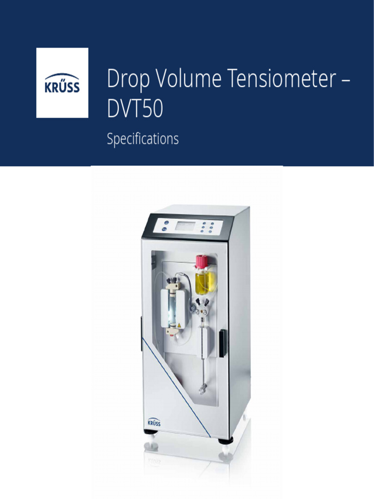 DVT50 Drop Volume Tensiometer Specs | PDF | Volume | Surface Tension