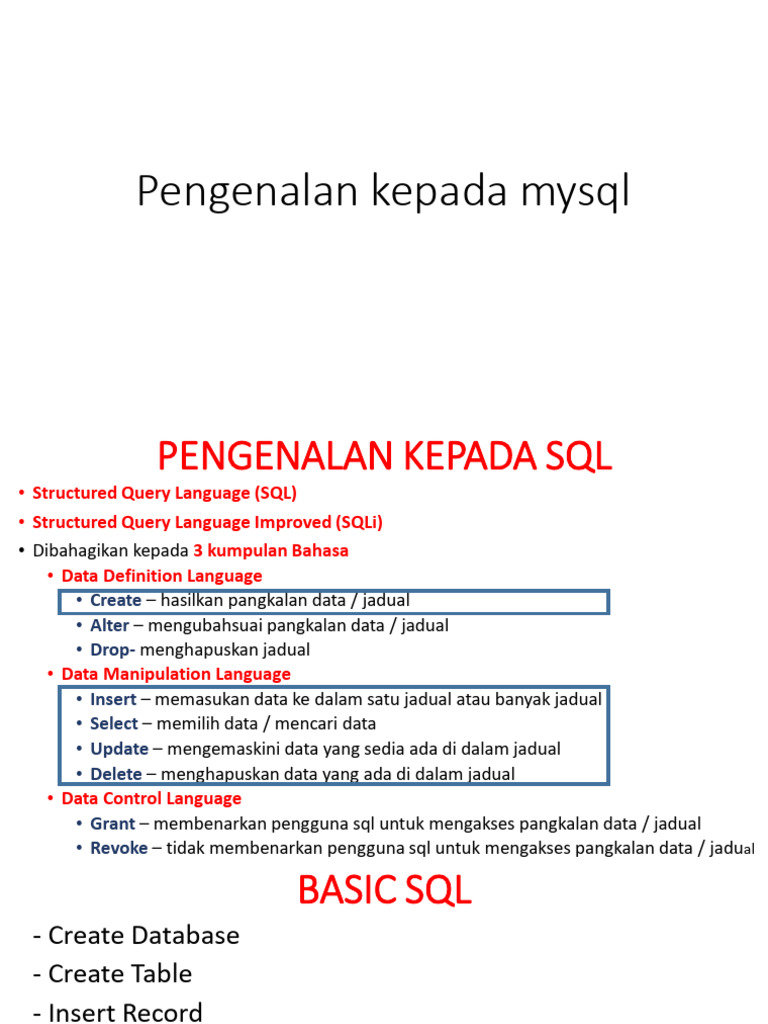 Slot 2 Pengenalan Kepada Mysql | PDF