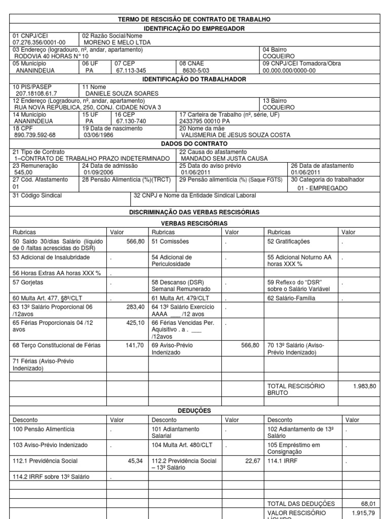 Modelo de Rescisão