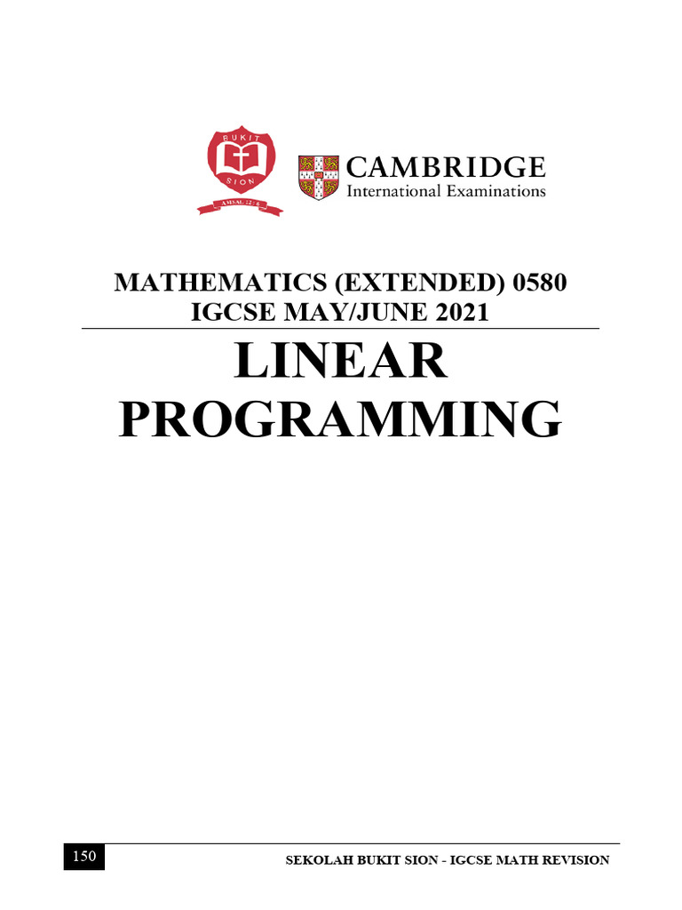 r5 Linear Programming v2021 | PDF | Mathematical Concepts | Mathematical Analysis