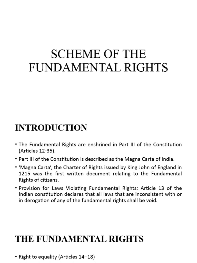 Scheme of The Fundamental Rights | PDF | Legal Documents | Governance