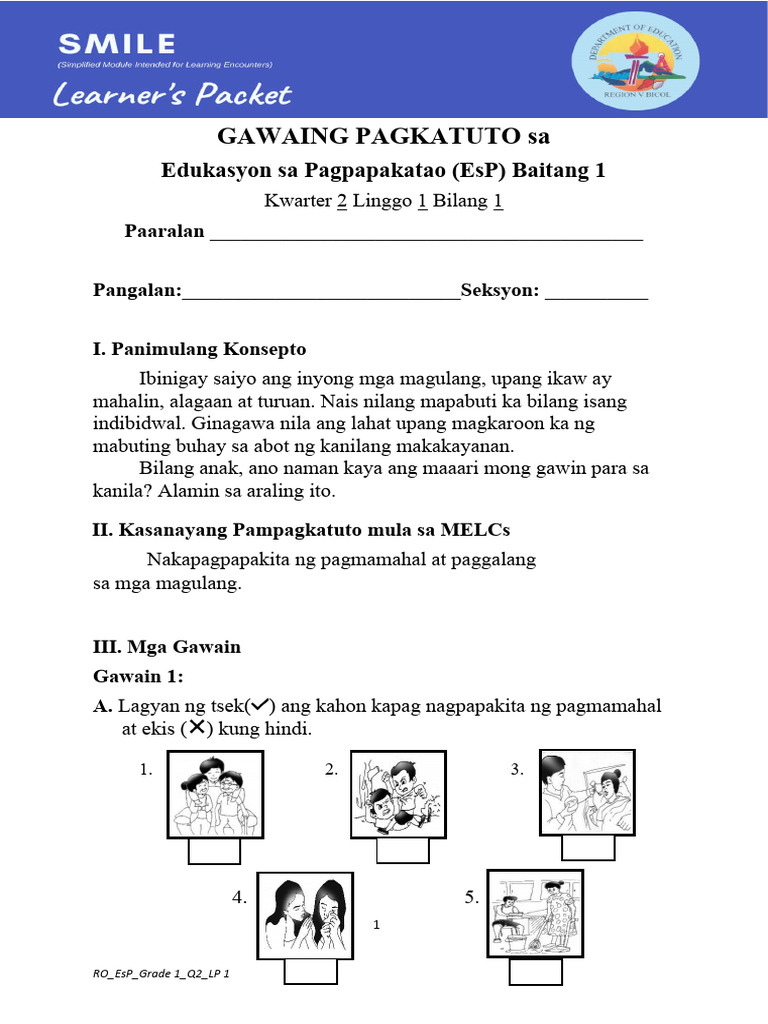 Esp1 Smile q2 Week 1 | PDF