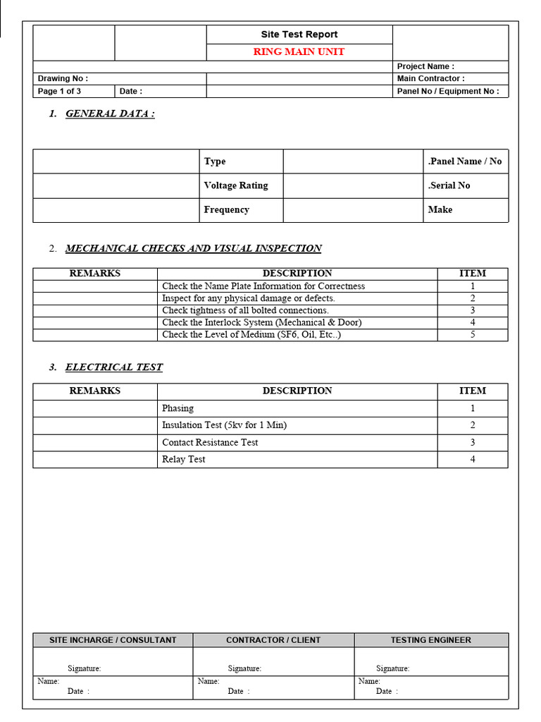 RMU Test Report | PDF | Relay | Electrical Resistance And Conductance