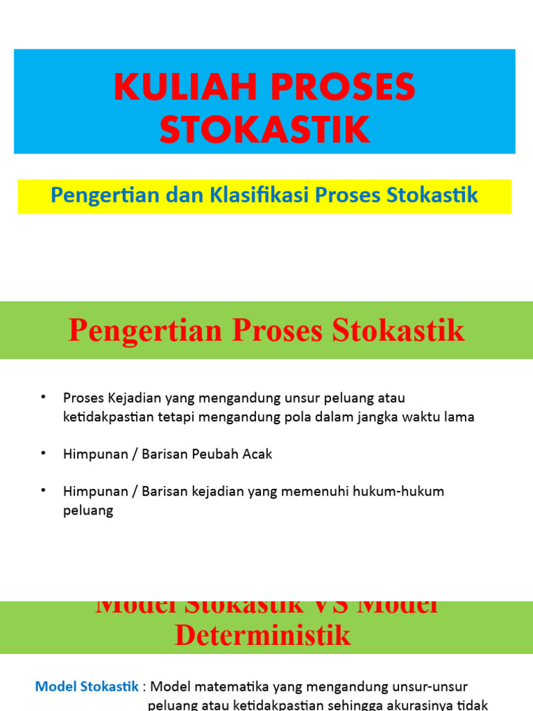 Pengantar Proses Stokastik dan Klasifikasinya | PDF | Metode & Bahan Ajar