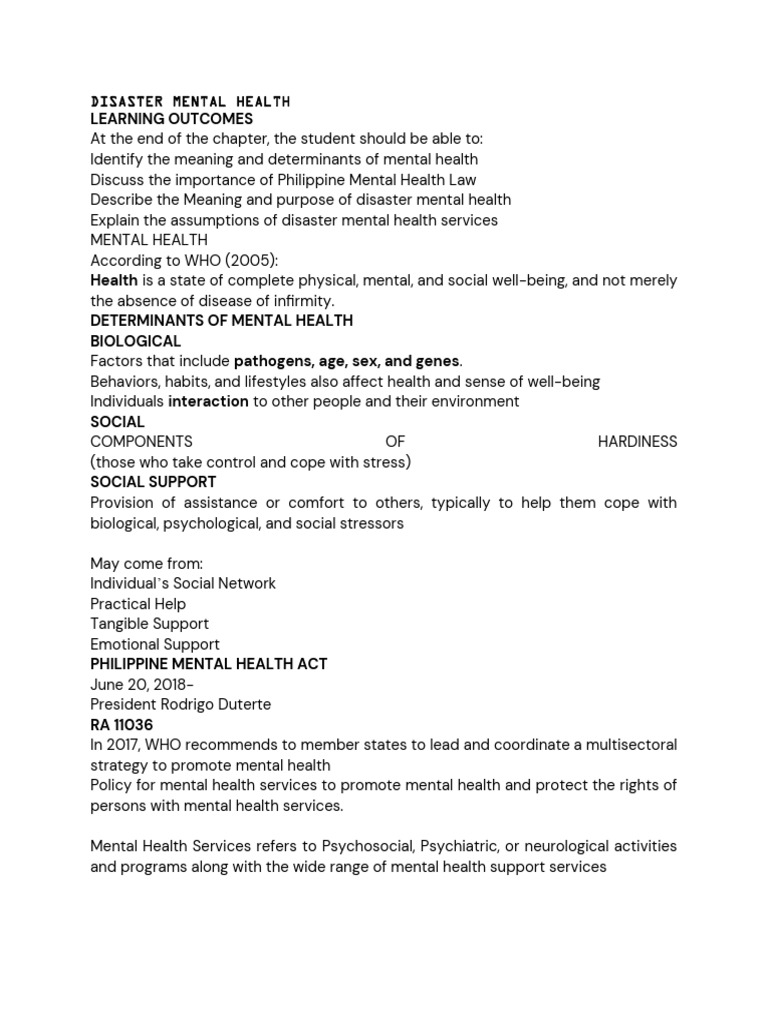 Disaster Mental Health Overview | PDF