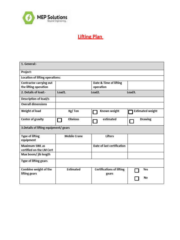 Lifting Plan | PDF | Crane (Machine)