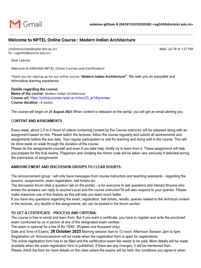 Welcome To Nptel Online Course Modern Indian Architecture Download
