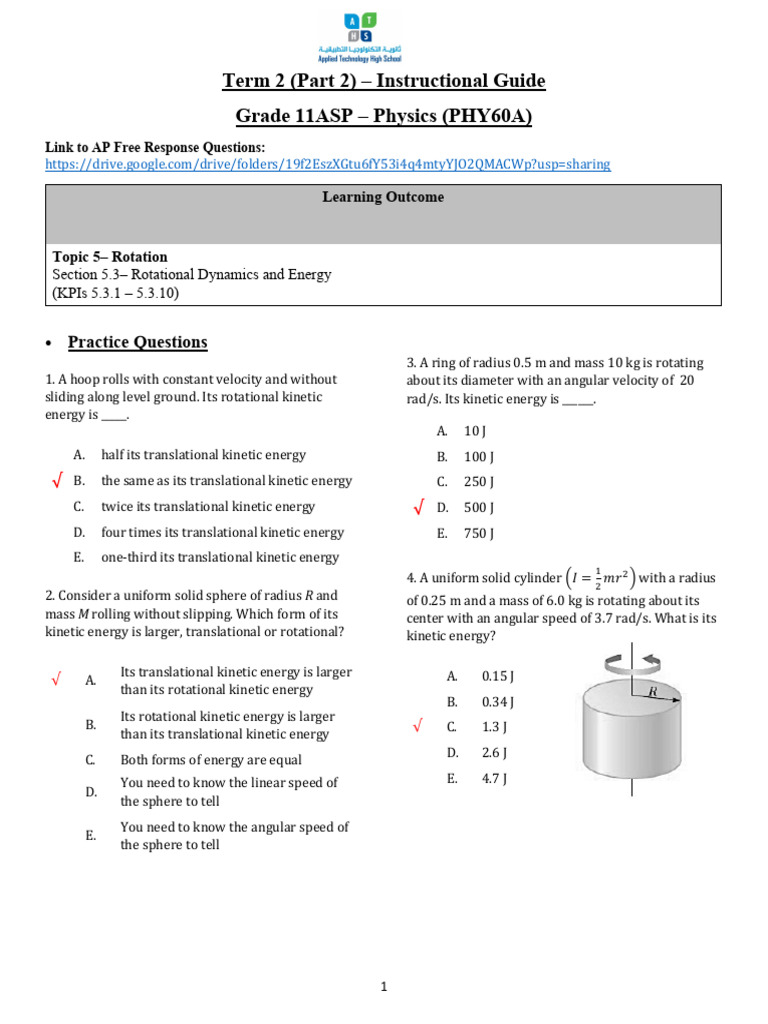 Grade 11 Physics Rotational Dynamics Guide | PDF | Rotation Around A ...