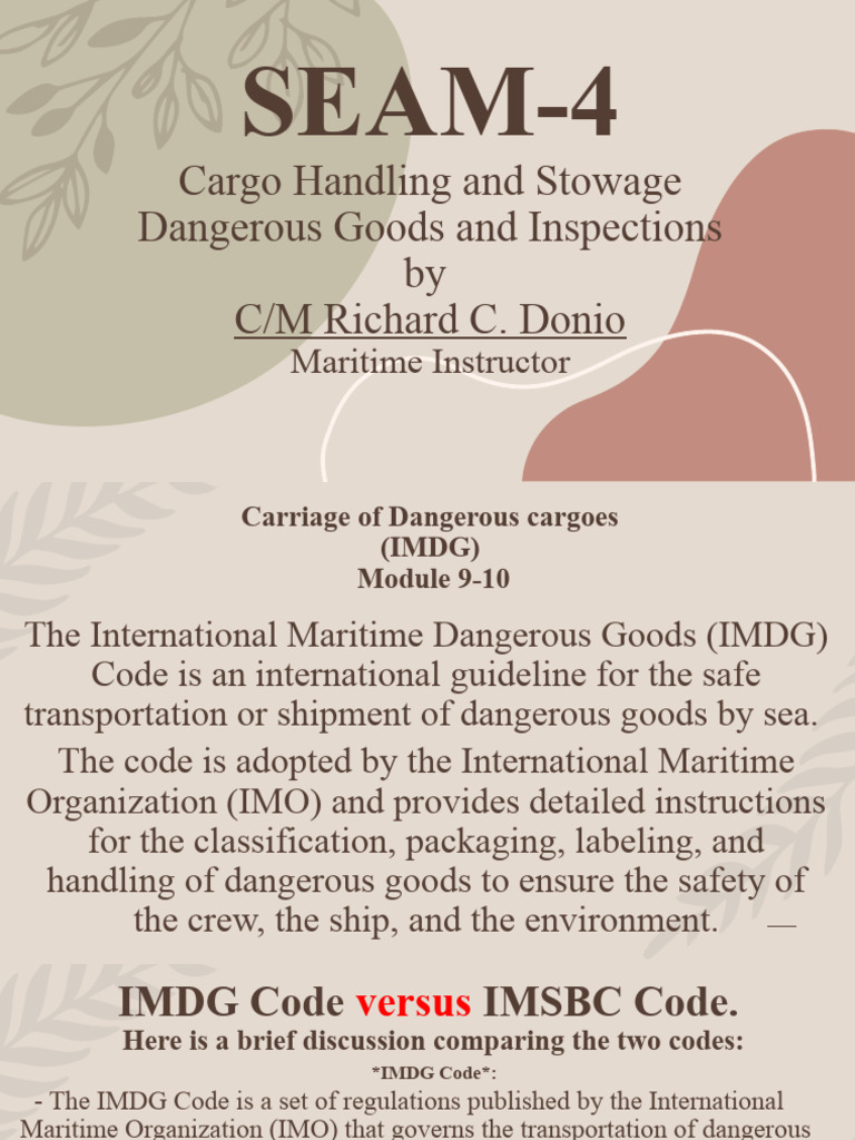 IMDG vs IMSBC: Safe Cargo Handling Guide | PDF | Dangerous Goods | Cargo