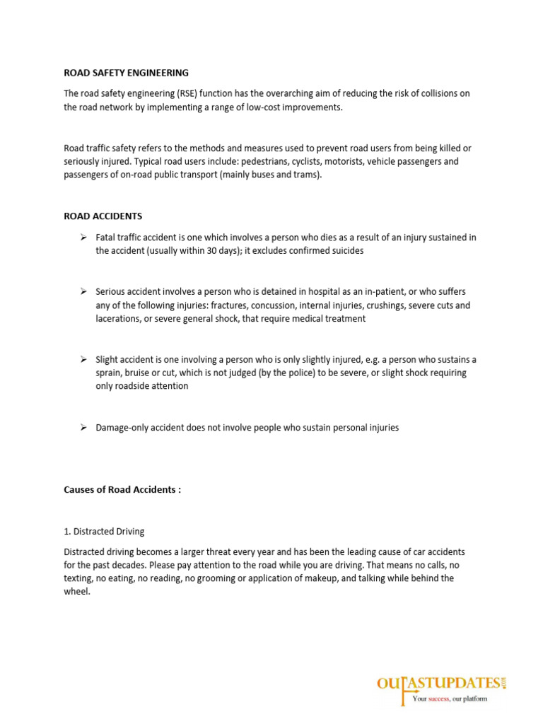 ROAD SAFETY ENGINEERING_unit 1 | PDF | Traffic Collision | Traffic