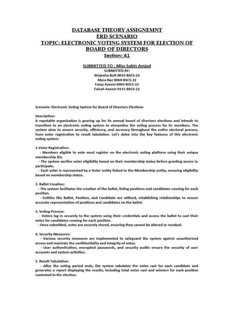 Database Theory Assignemnt | PDF | Electronic Voting | Voting