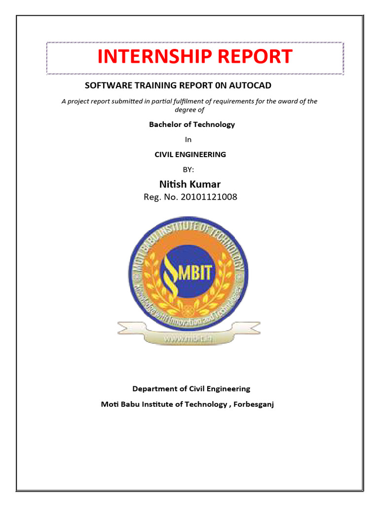 Nitish - SOFTWARE TRAINING REPORT 0N AUTOCAD | PDF | Auto Cad ...