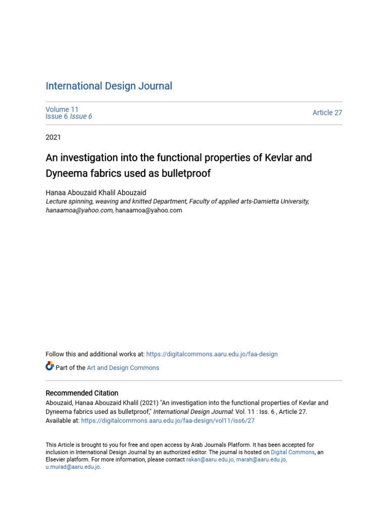 Functional Properties of Kevlar and Dyneema | PDF | Textiles | Polyethylene