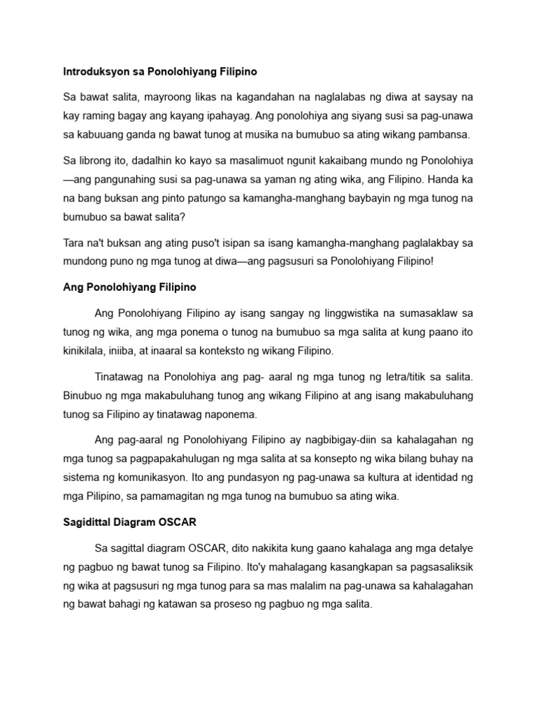 Ang Ponolohiyang Filipino_draft | PDF