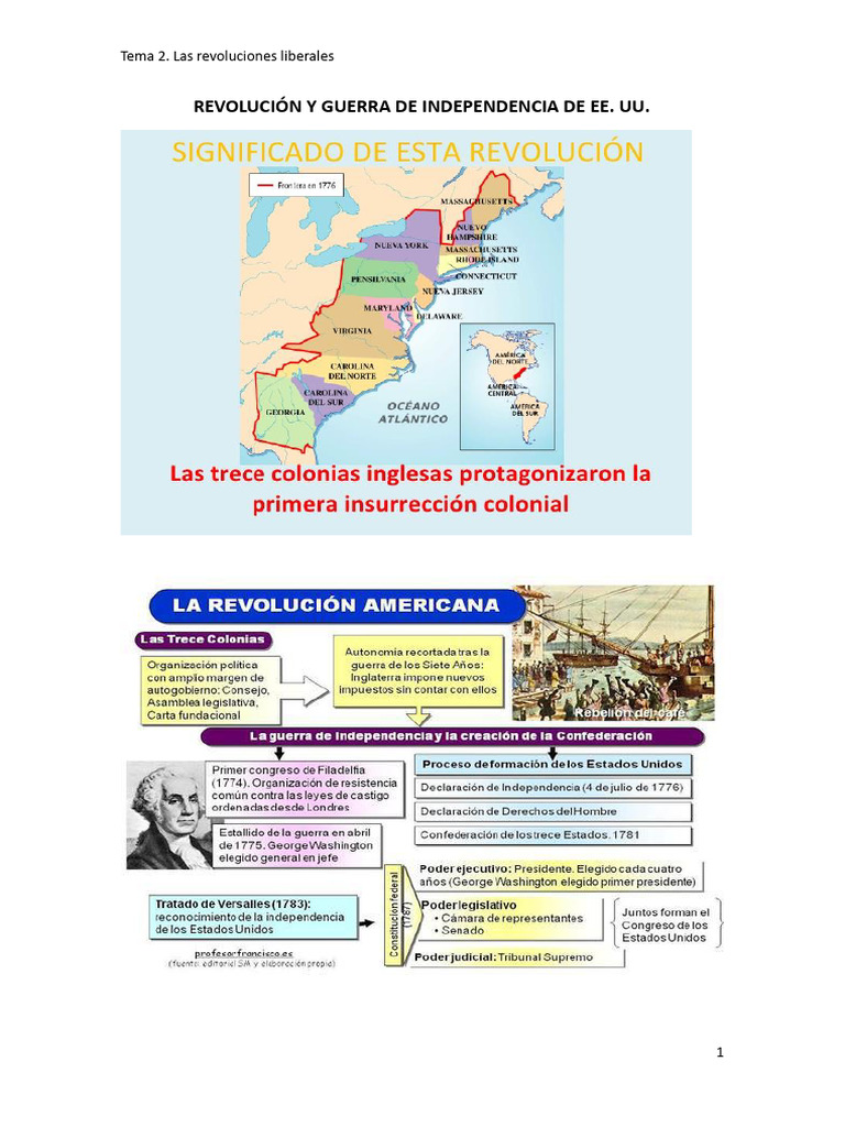 Revolución y Guerra Independencia de EE. UU | PDF | Declaración de independencia de los Estados ...