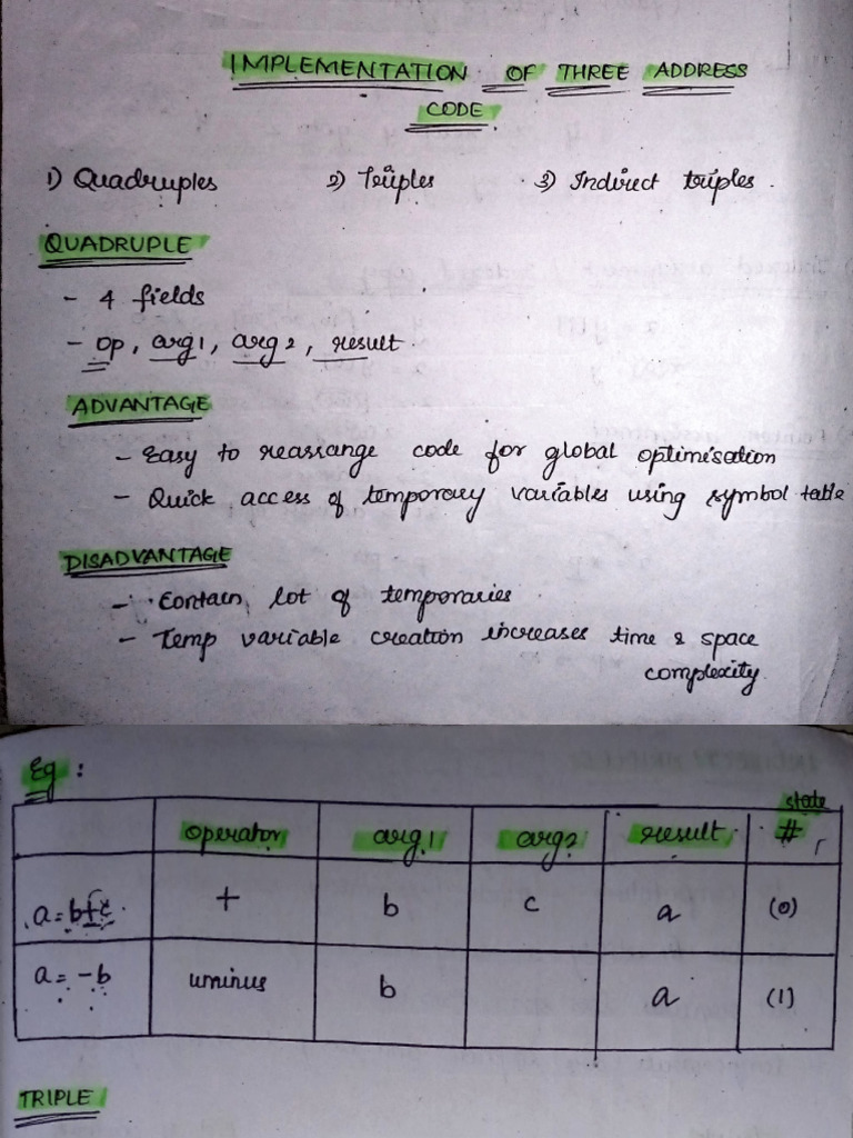 Implementation of A Three Address Code | PDF