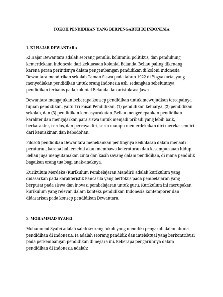 Tokoh Pendidikan Di Indonesia | PDF | Agama & Spiritualitas
