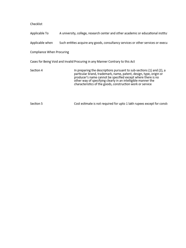 Public Procurement Checklist | PDF | Business