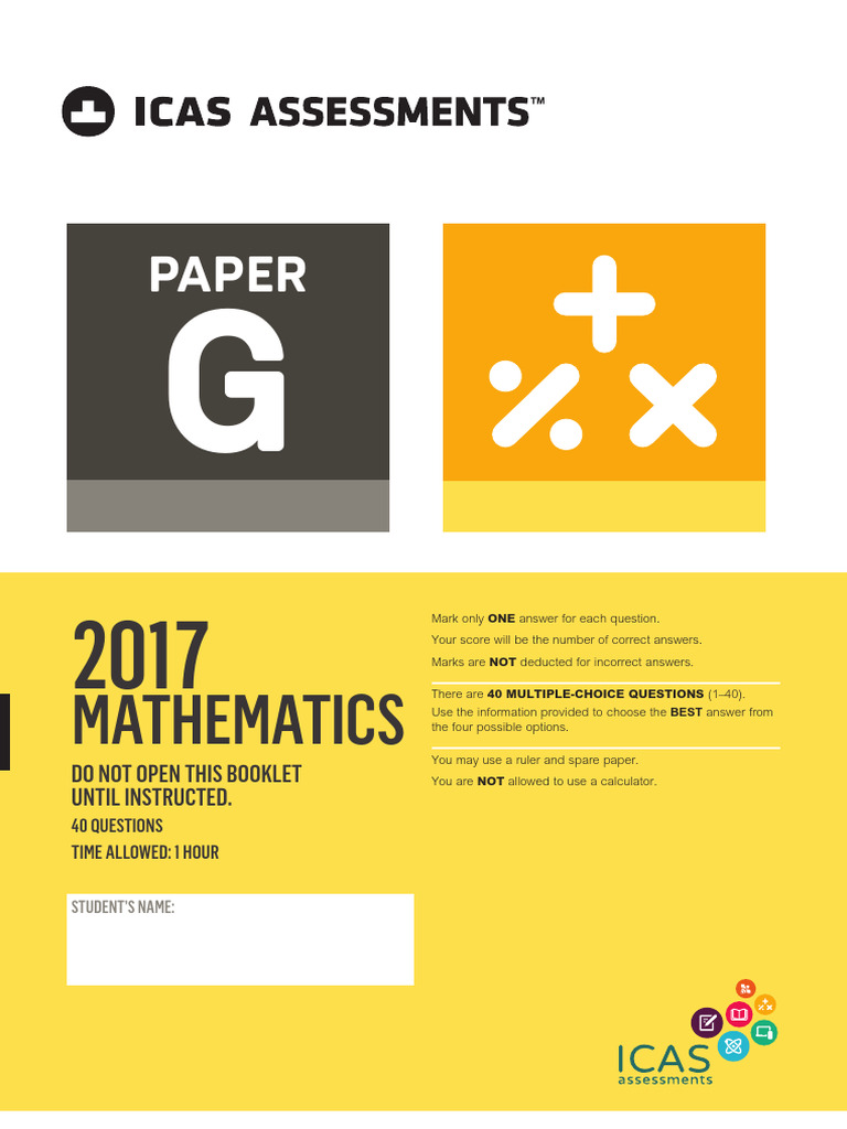 ICAS 2017 Math Year9-10 | PDF | Mathematics