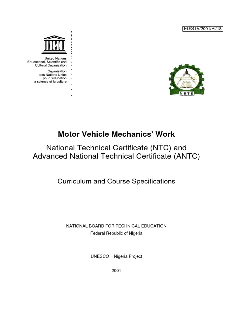 NTC Motor Vehicle Mechanic | PDF | Steel | Cast Iron