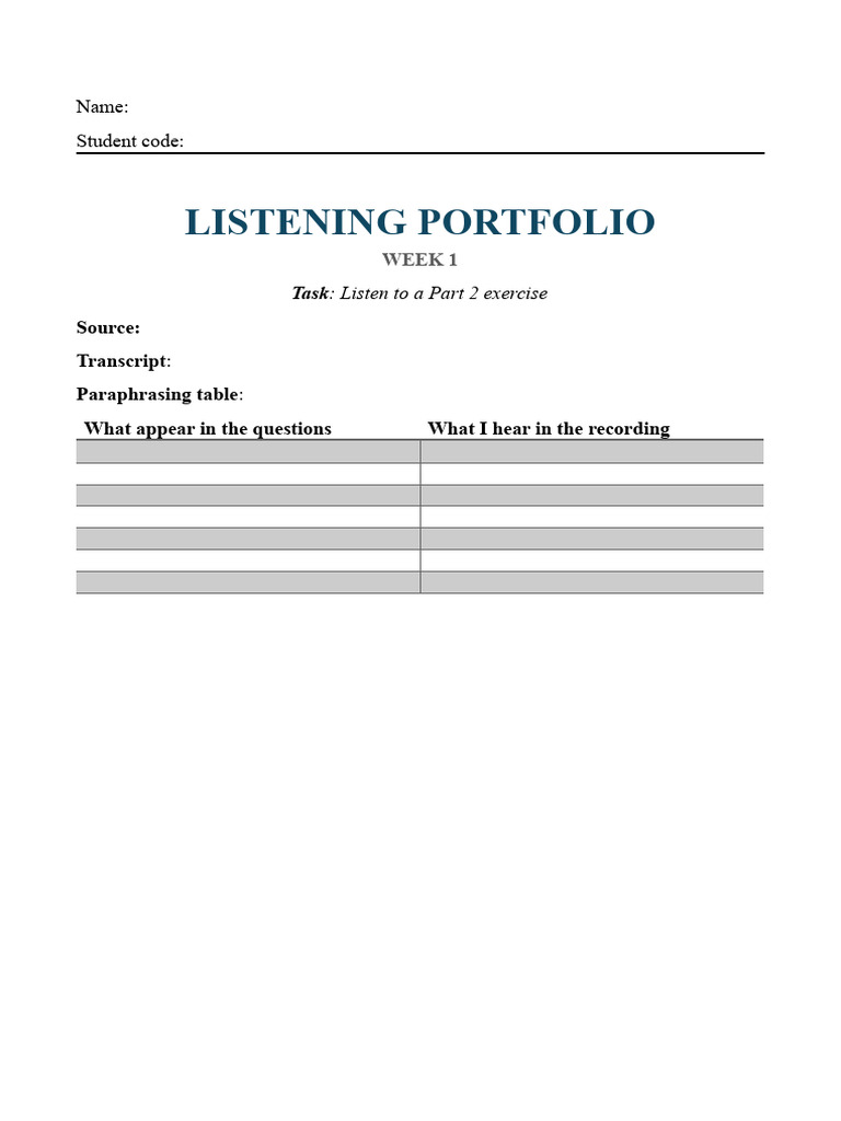 Sample Listening Portfolios | PDF | Language Arts & Discipline