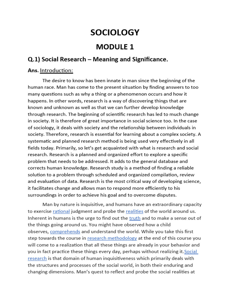 Sociology 4th Sem | PDF | Methodology | Survey Methodology