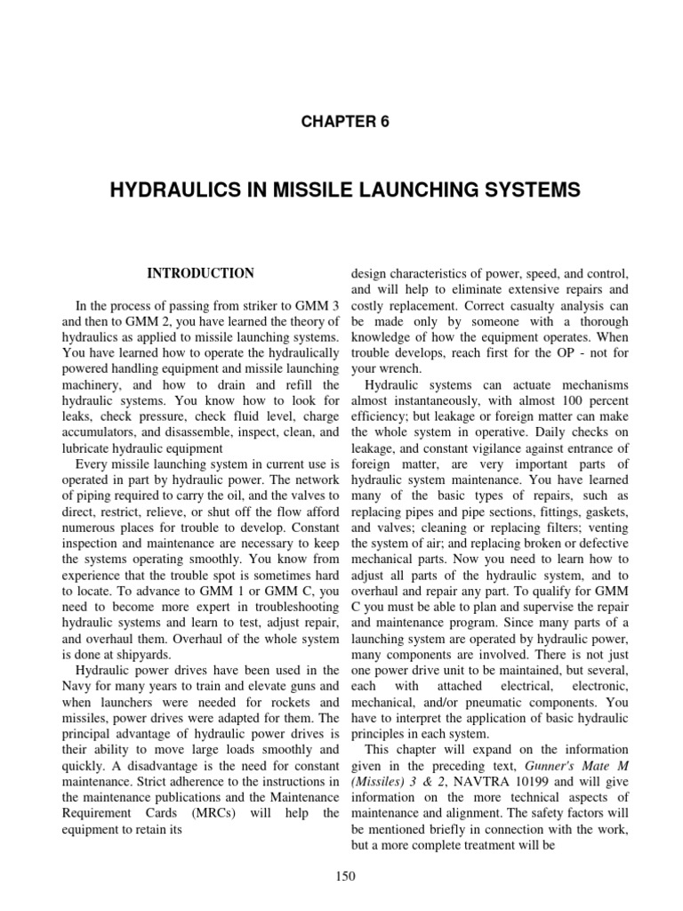 GMM 1 and C CHAPTER 6 Hydraulics in Missile Launching Systems | Download Free PDF | Pump | Piston