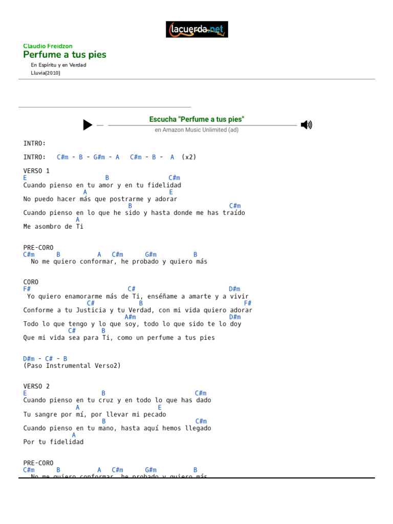 PERFUME A TUS PIES, Claudio Freidzon - Acordes | PDF | Música grabada ...